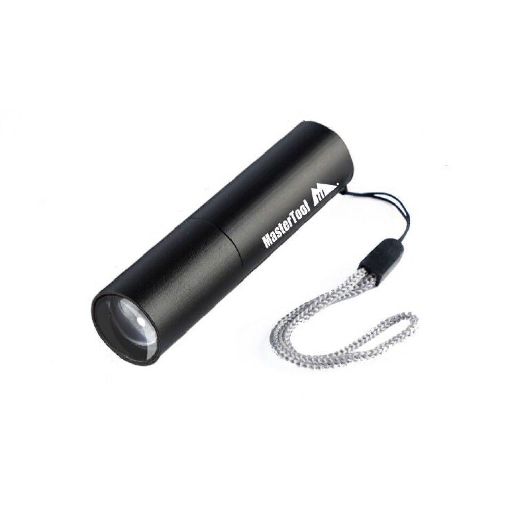 MasterTool-迷你USB充電強光手電筒-黑色，可伸縮變焦口袋充電手電筒，100流明 微型迷你手電筒 便攜迷你手電筒 IP44防水
