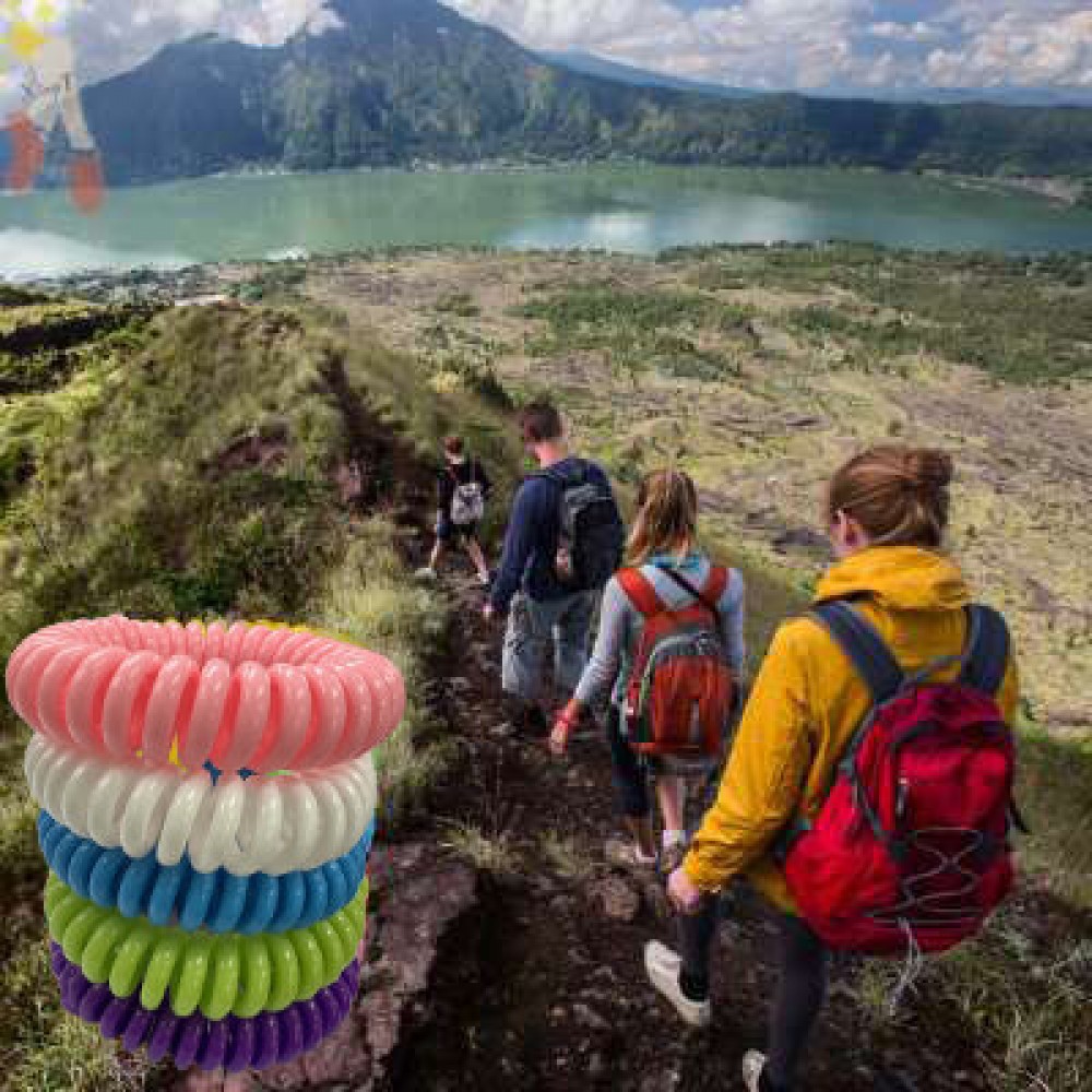 MasterTool-EVA彈簧防蚊圈10條裝，EVA彈簧防蚊圈套裝，防蚊手環，天然驅蚊手帶-混合五種顏色(白色，粉紅色，綠色，藍色，紫色) ，天然植物精油防蚊驅蚊手環